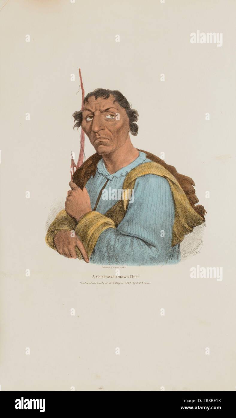 A Celebrated Ottowa Chief, from The Aboriginal Portfolio 1835 by James ...