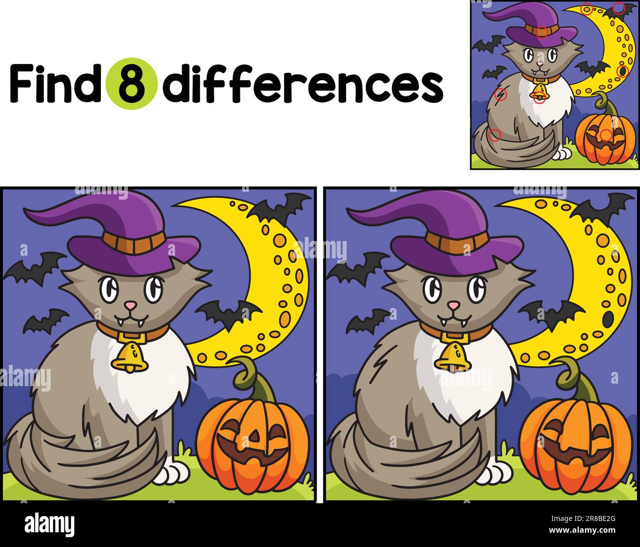 Vampire Cat Halloween Find The Differences Stock Vector Image & Art - Alamy
