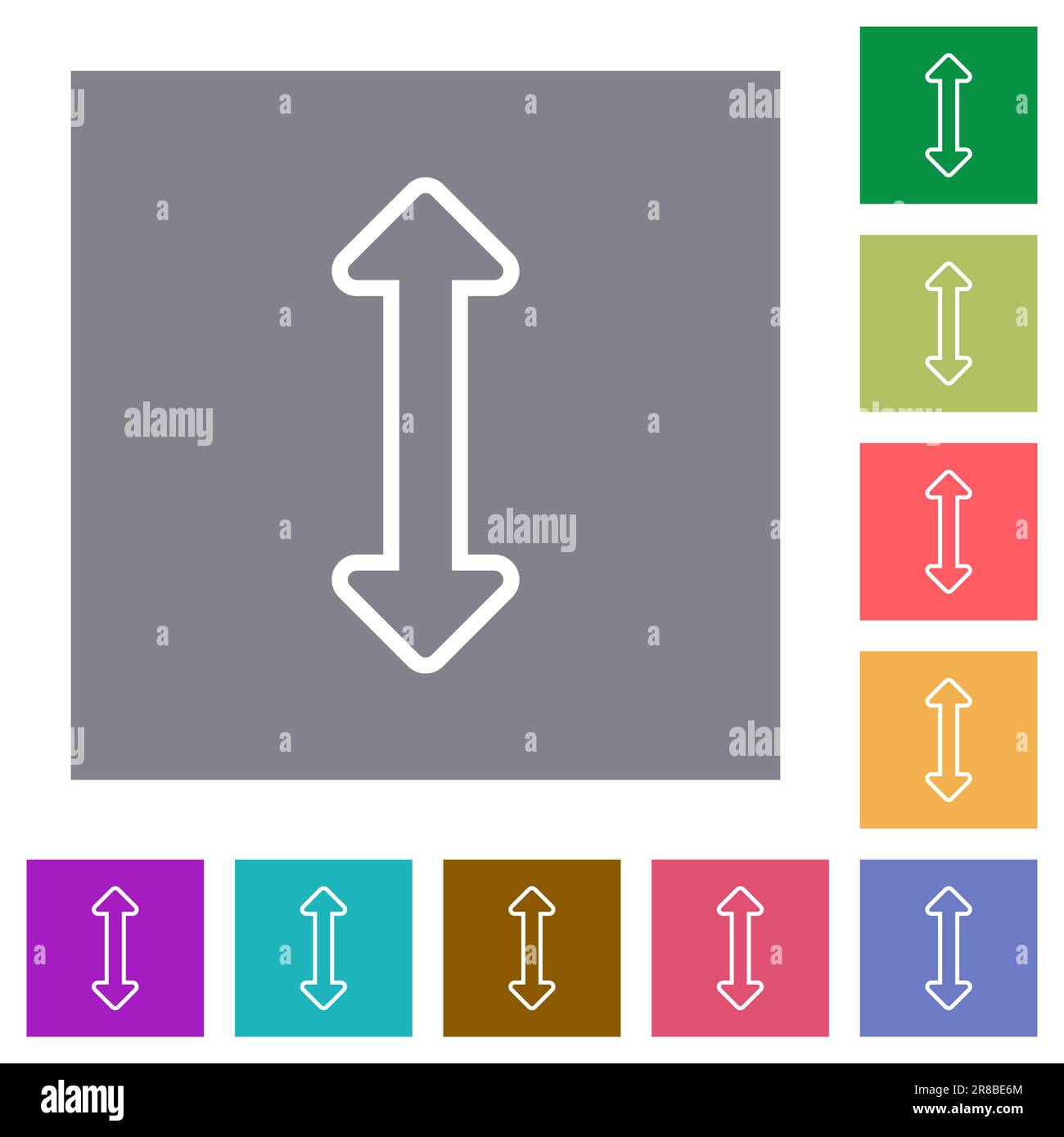 Resize vertical outline flat icons on simple color square backgrounds ...