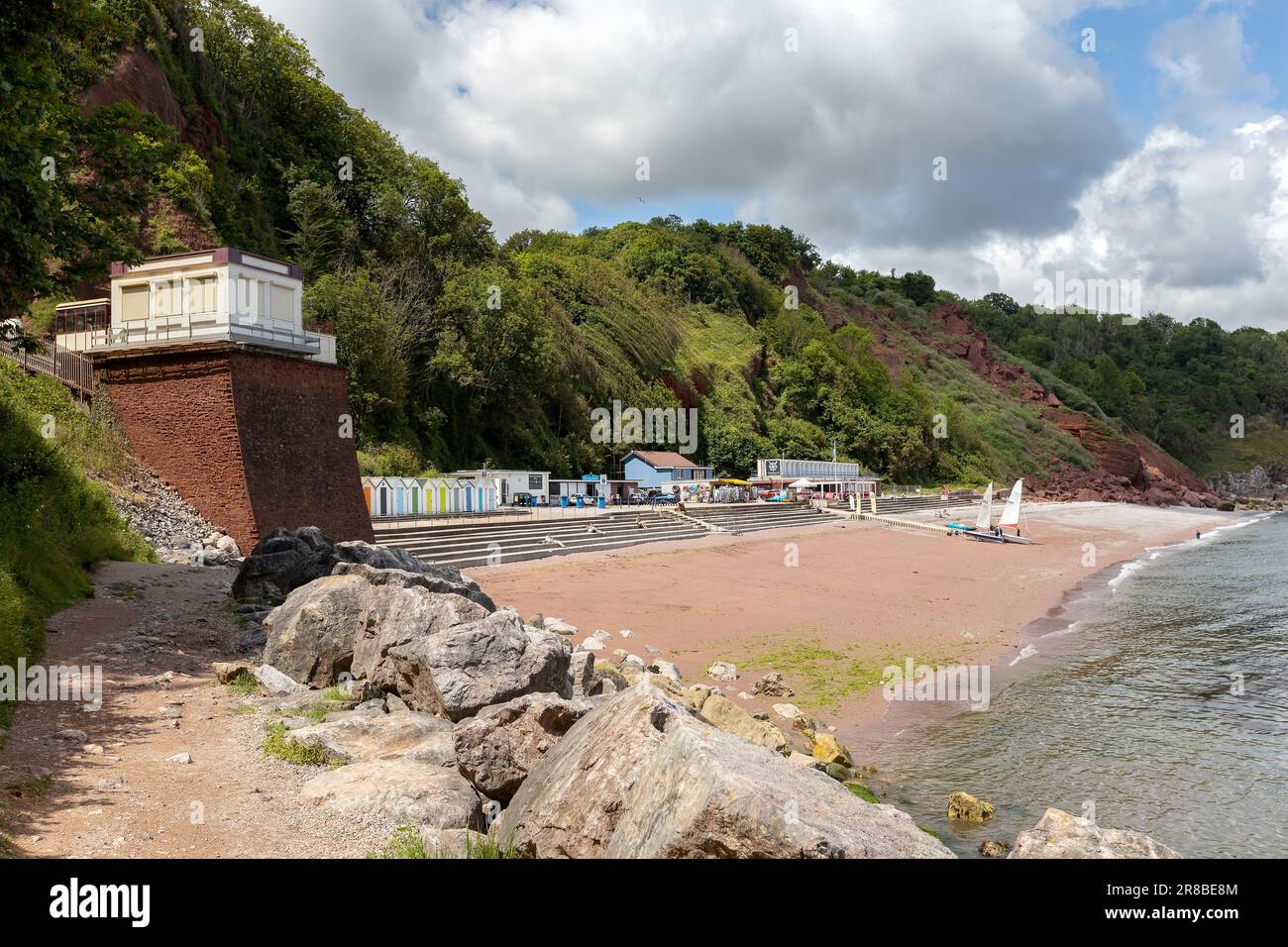 The beach at Oddicombe in Torbay (English Riveria), Devon, UK Stock ...