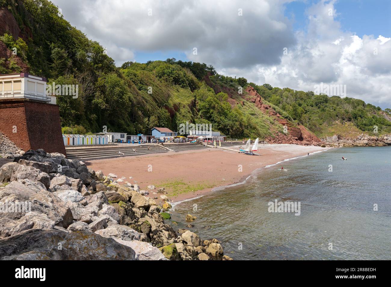 The beach at Oddicombe in Torbay (English Riveria), Devon, UK Stock ...