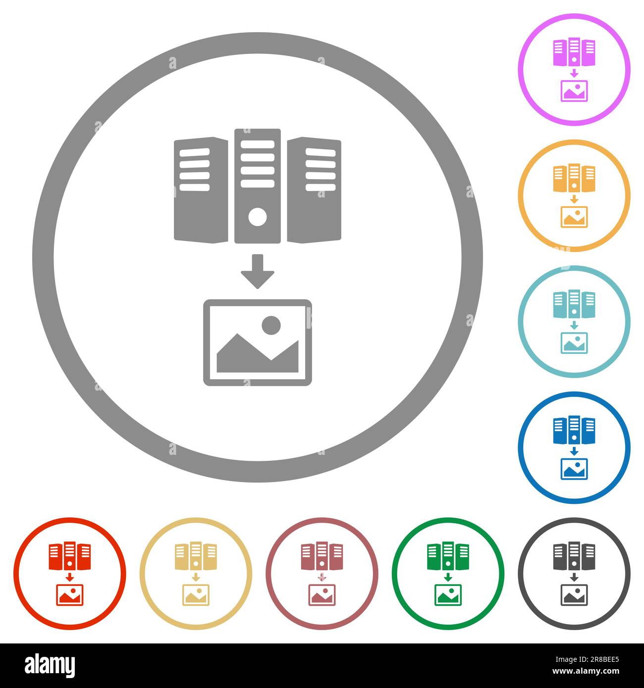 Download image from server outline flat color icons in round outlines ...