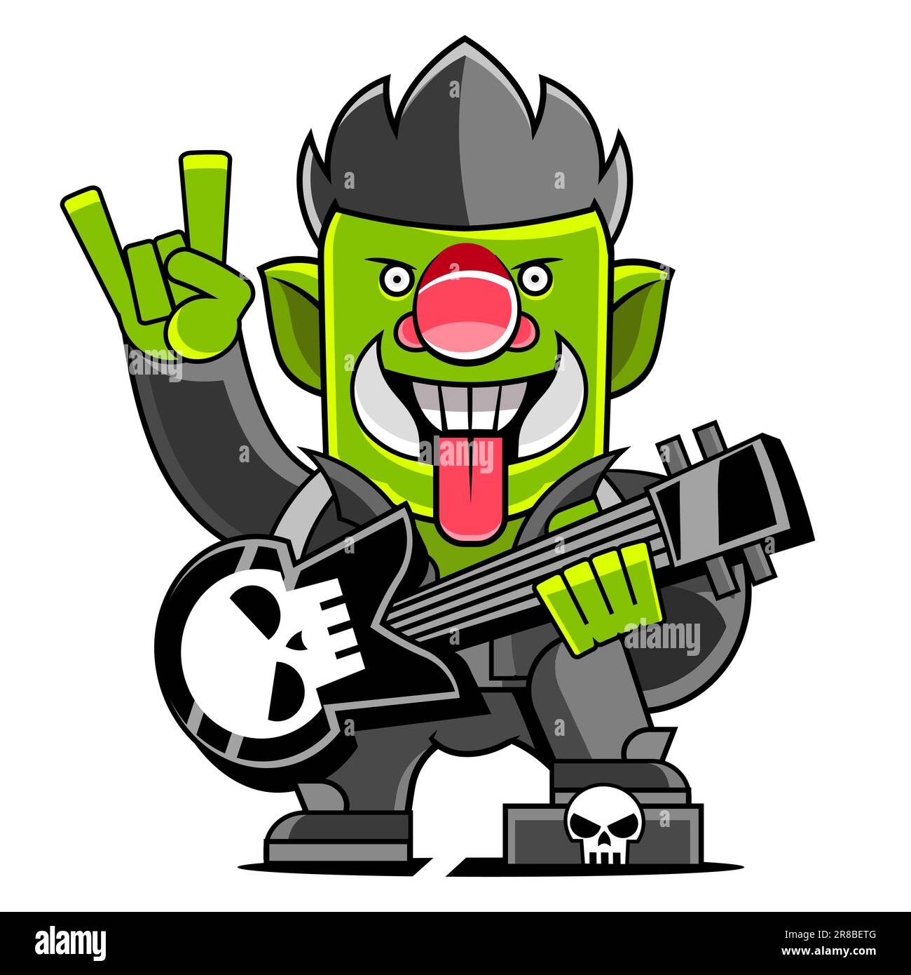 Rocker with electric guitar in sketch style on red background Stock ...