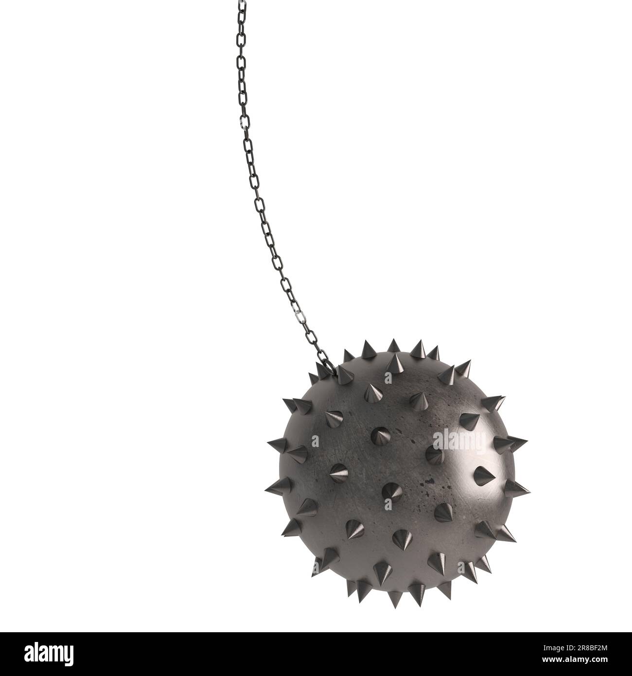 Iron ball with spikes. Concept of danger and obstacle. 3d rendering ...