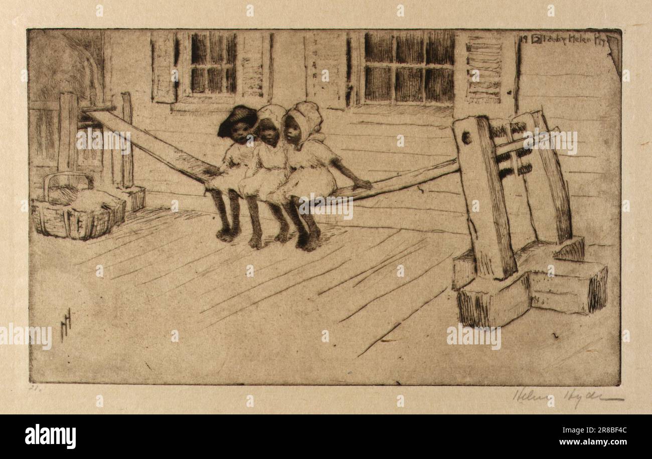 The Joggling Board 1918 by Helen Hyde, born Lima, NY 1868-died Pasadena ...