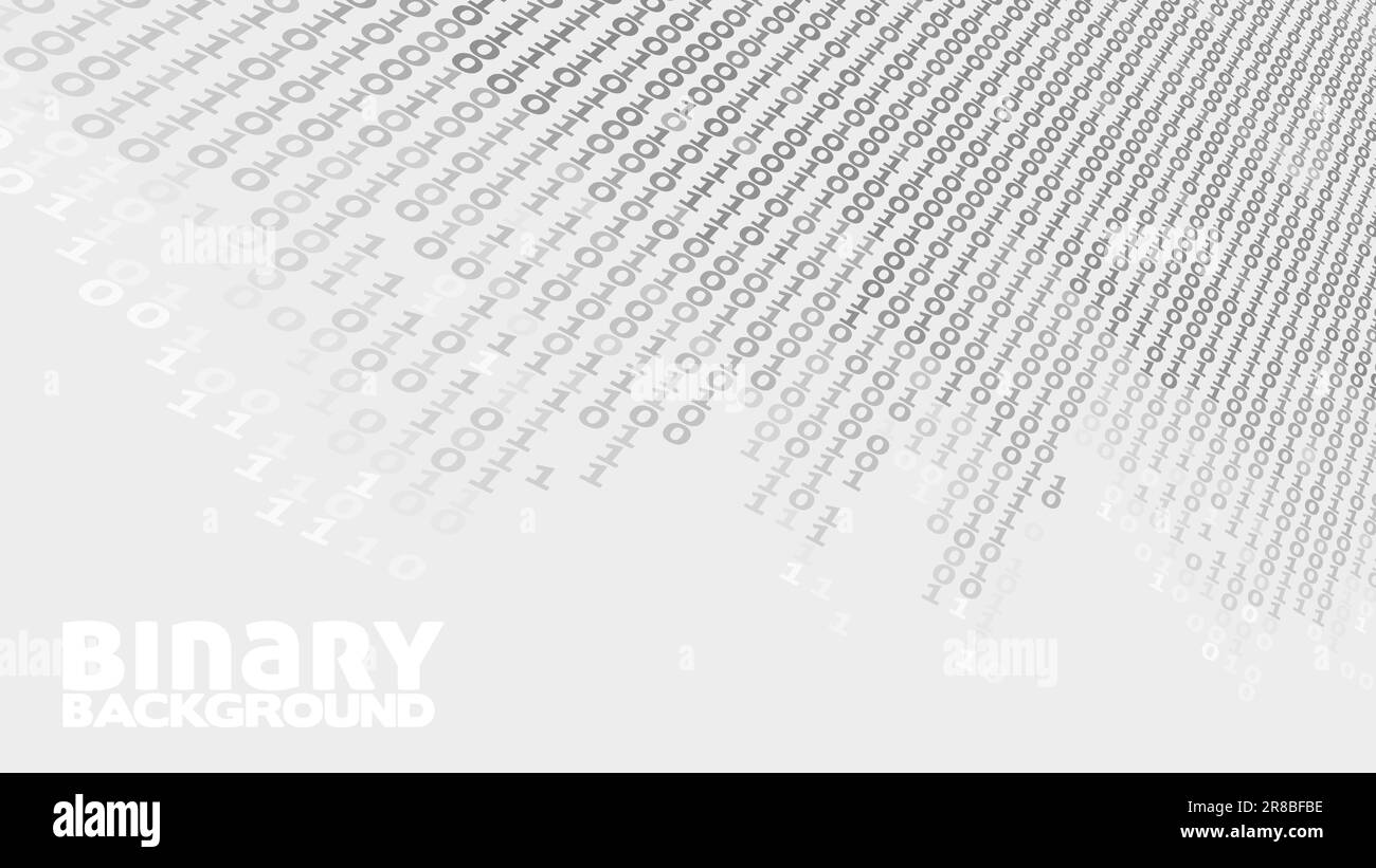 Digital Stream Gray Perspective Binary Background With Ones And Zeros Vector Graphic Pattern
