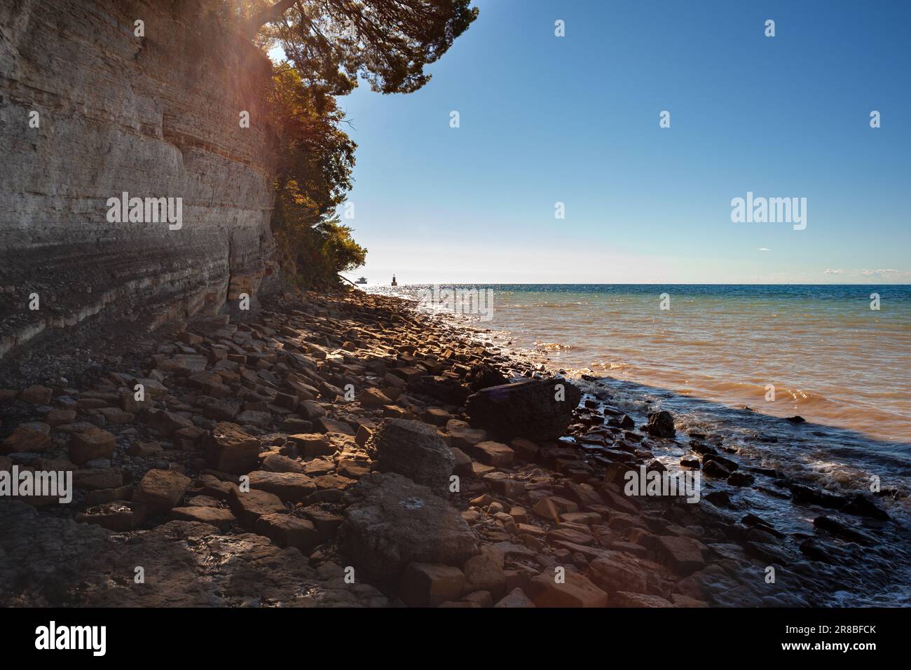 Sunset view of the Slovenian coast, view from Debeli rtič Stock Photo ...