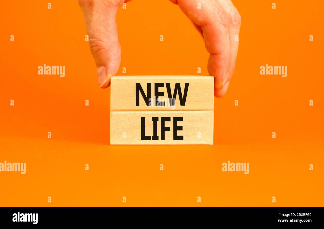 New life symbol. Concept words New life on wooden blocks on a beautiful ...