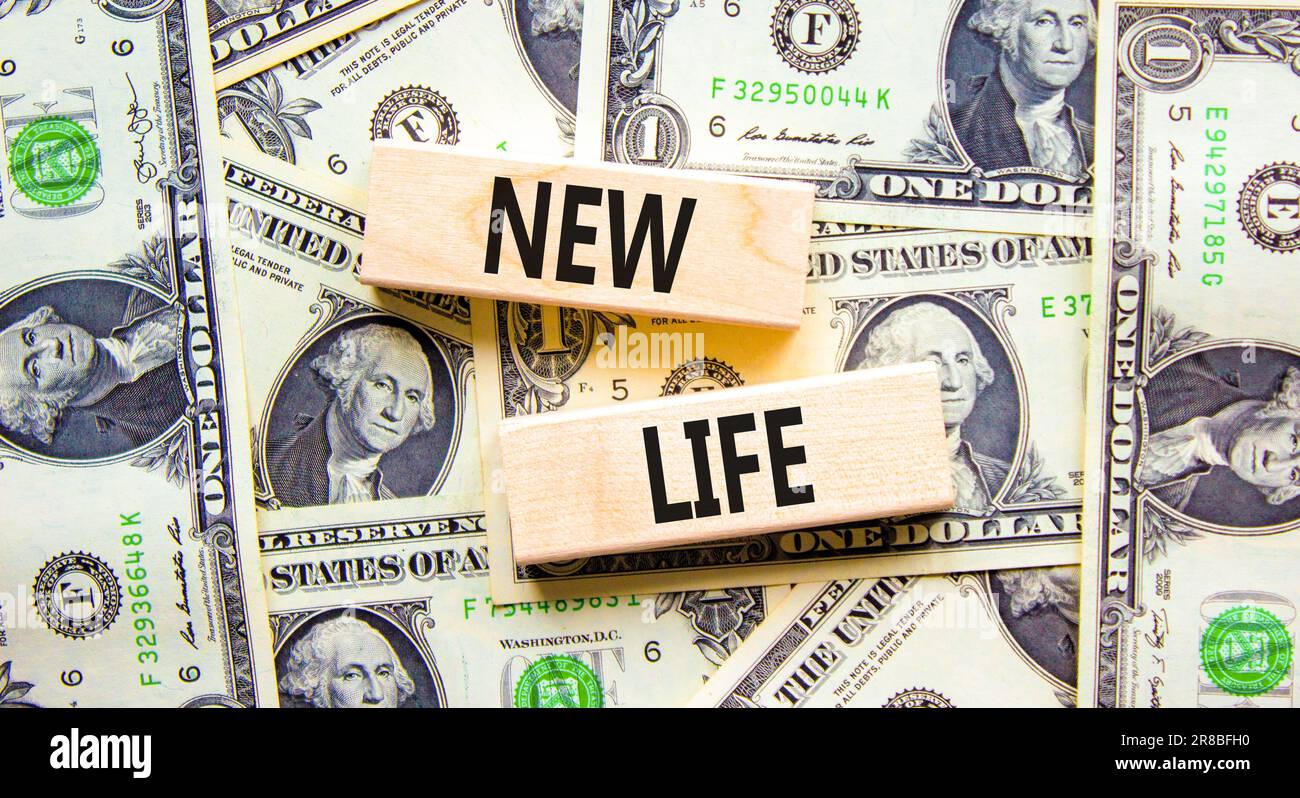 New life symbol. Concept words New life on wooden blocks on a beautiful ...