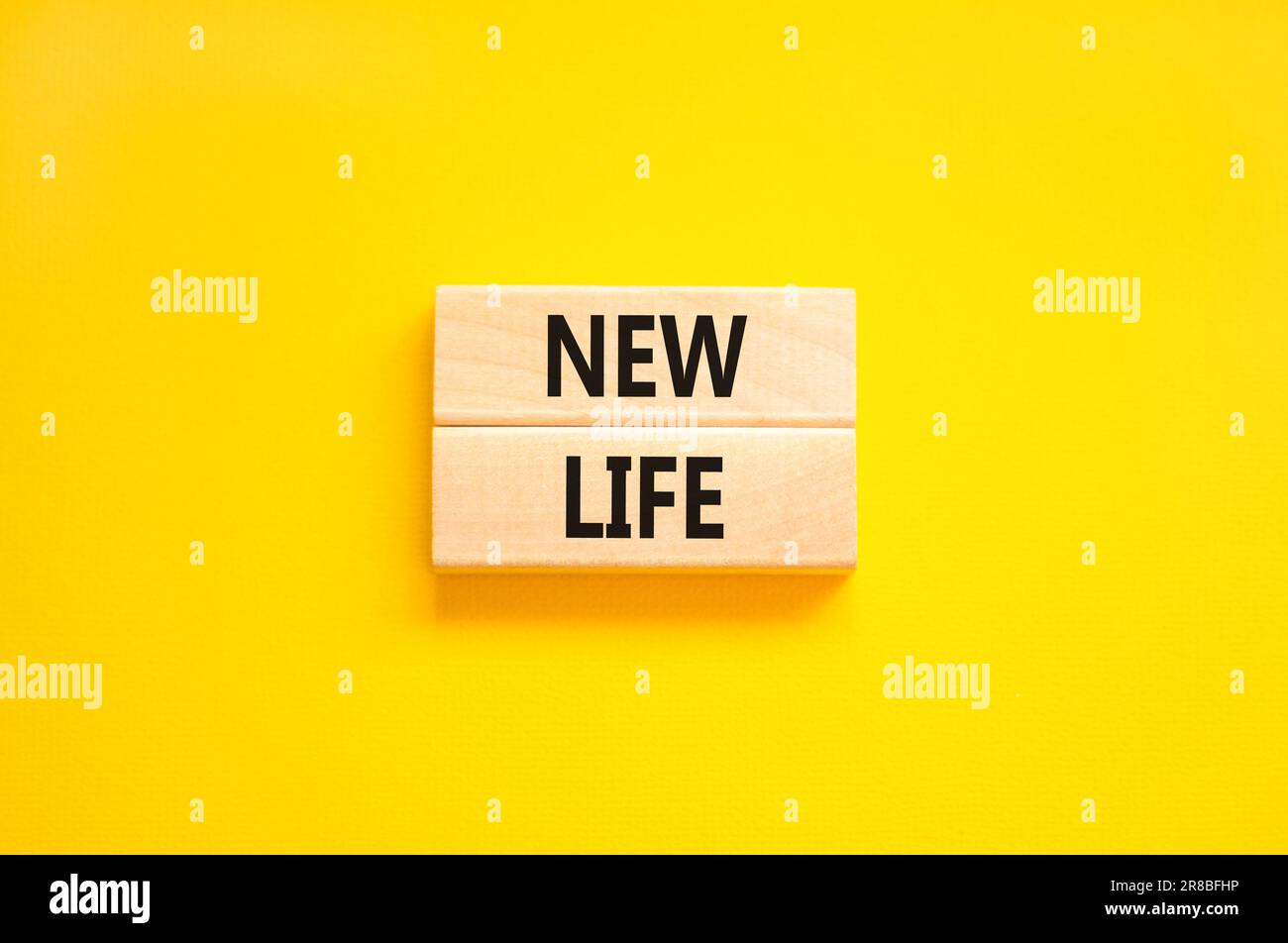 New life symbol. Concept words New life on wooden blocks on a beautiful ...