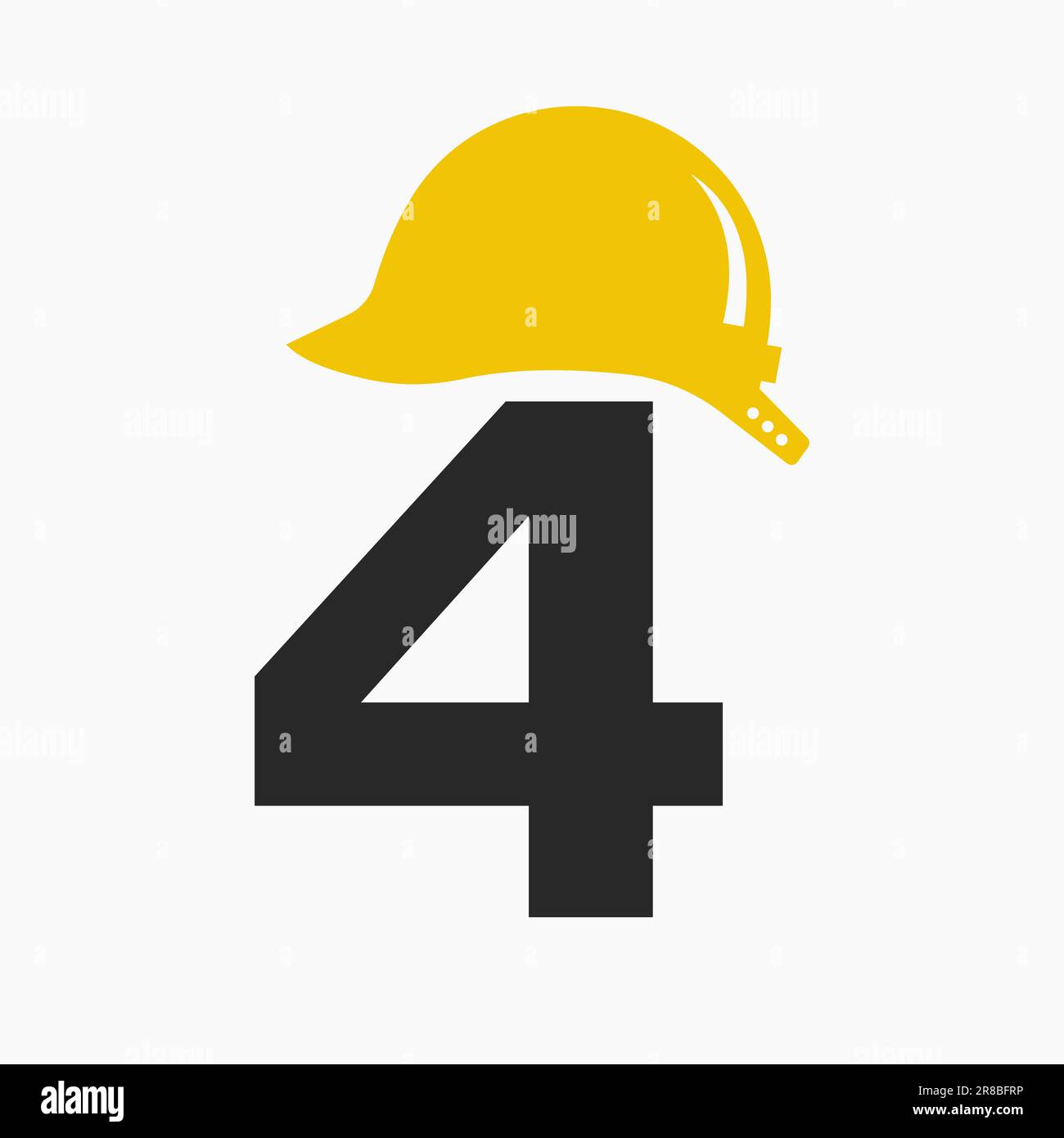 Letter 4 Helmet Construction Logo Concept With Safety Helmet Icon ...
