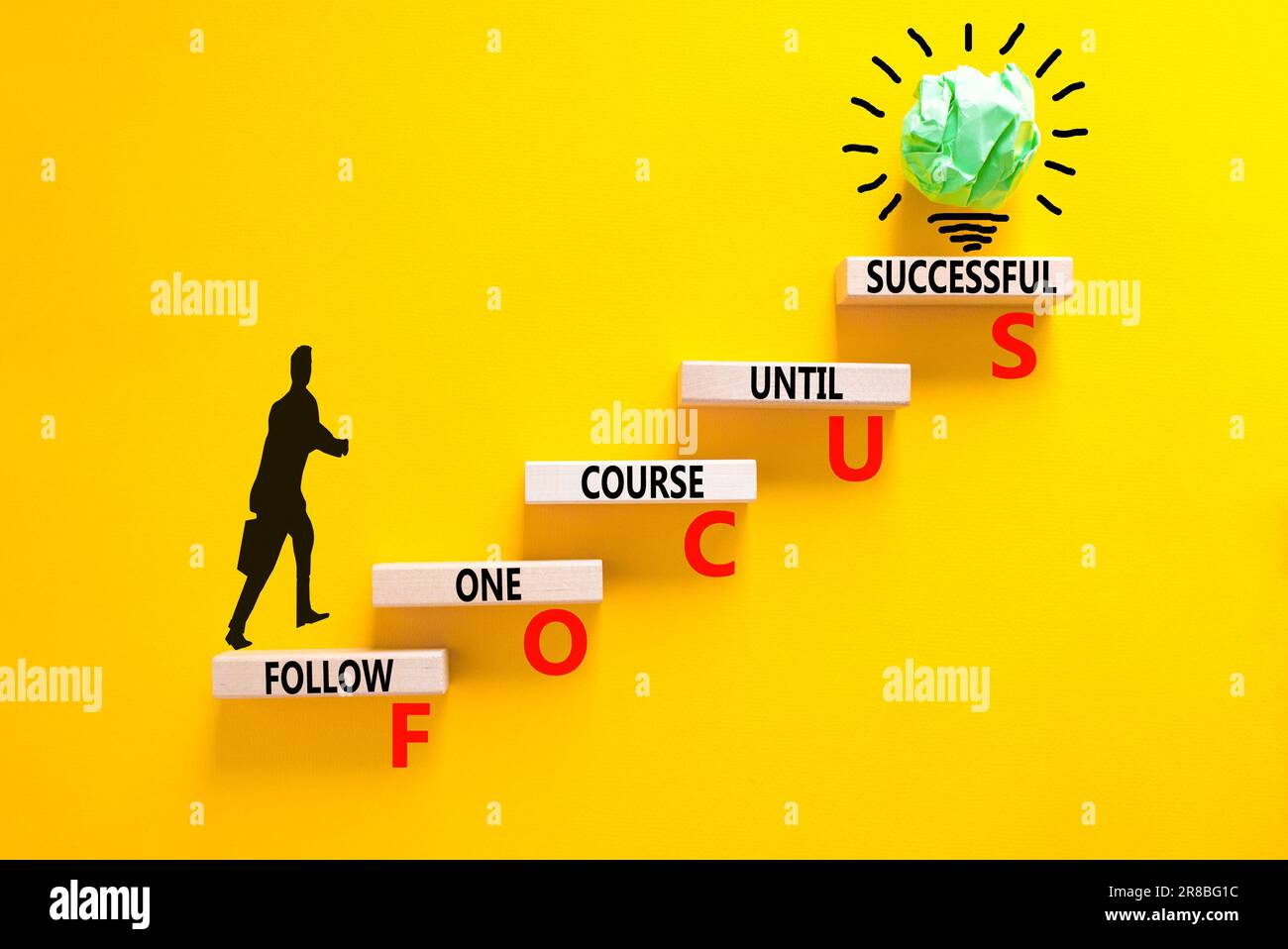 FOCUS follow one course until successful symbol. Concept words FOCUS ...