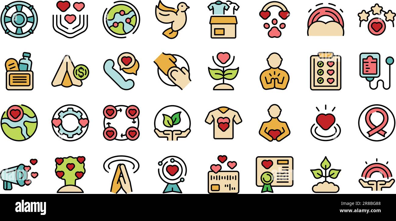 Hope icons set outline vector. Happy youth. People future thin line ...