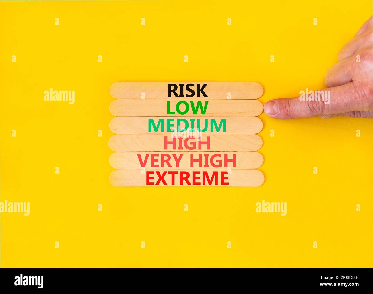 Time to low risk symbol. Concept word Risk low medium high very high ...