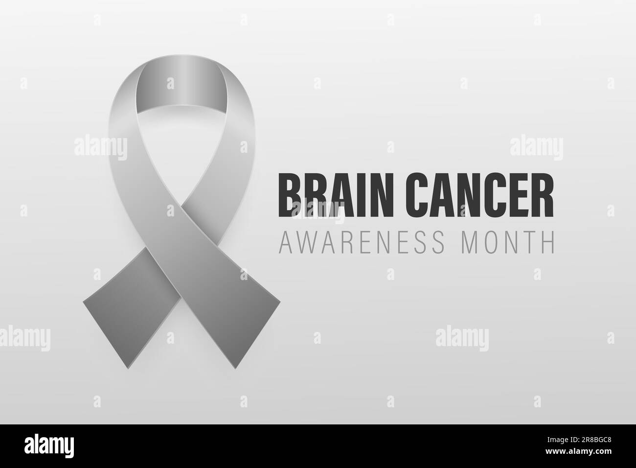 Brain Cancer Banner, Card, Placard with Vector 3d Realistic Grey Ribbon ...