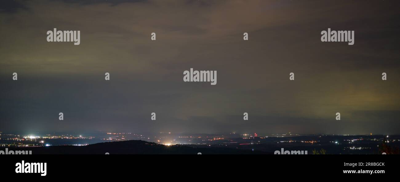 thunderstorm landscape in the dark evening Stock Photo - Alamy
