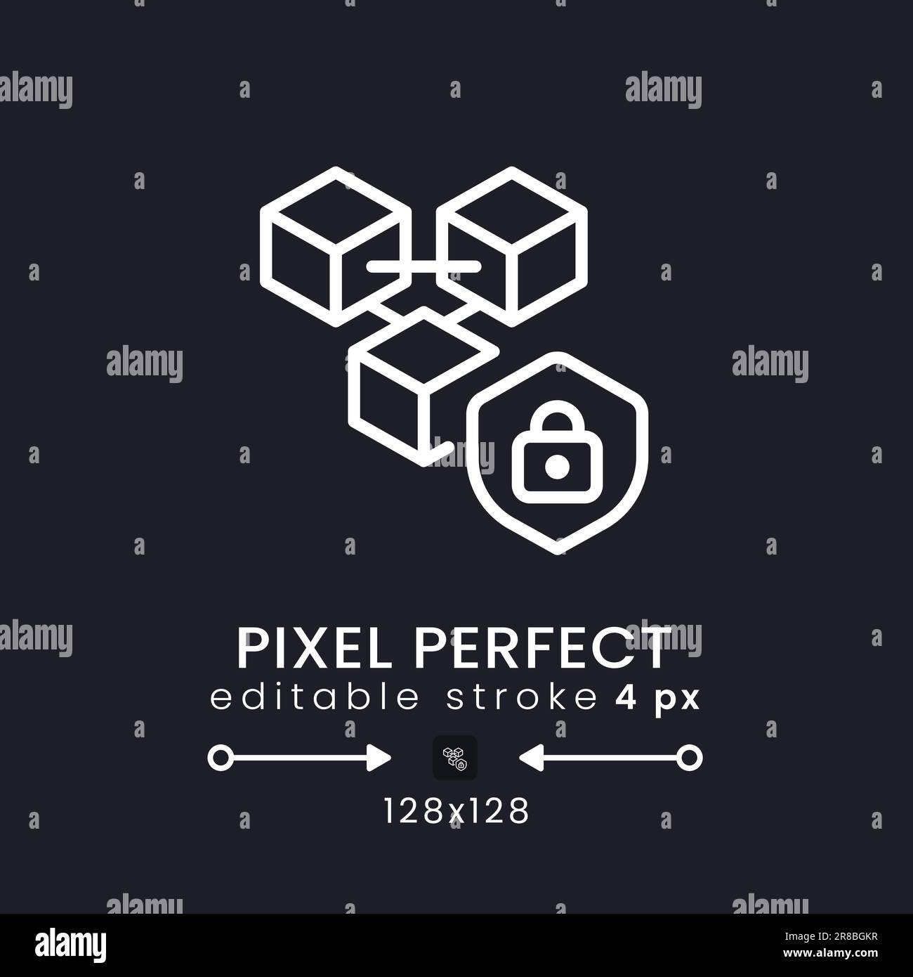 Blockchain security white linear desktop icon on black Stock Vector ...