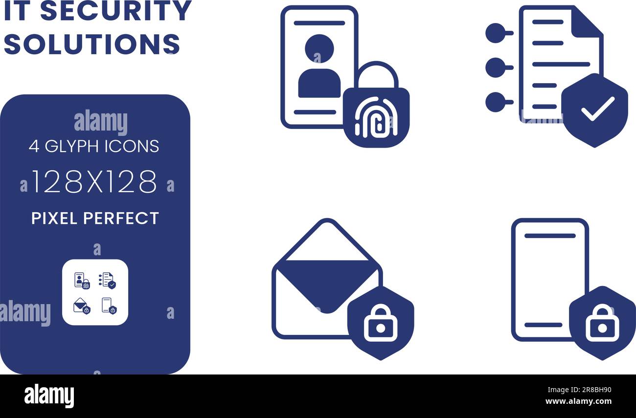 Cyber security solutions black solid desktop icons pack Stock Vector Image & Art - Alamy