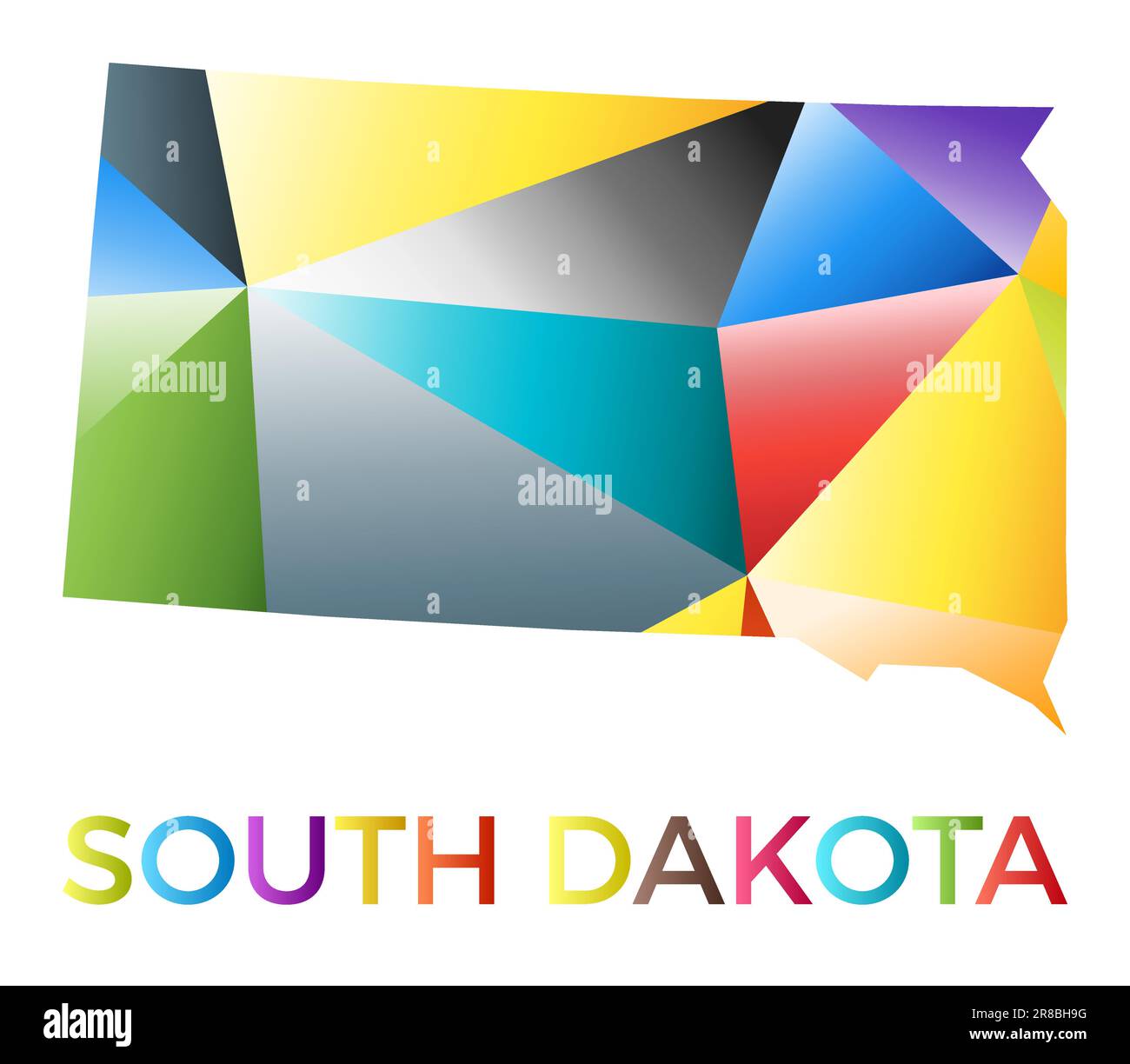 Bright colored South Dakota shape. Multicolor geometric style US state ...