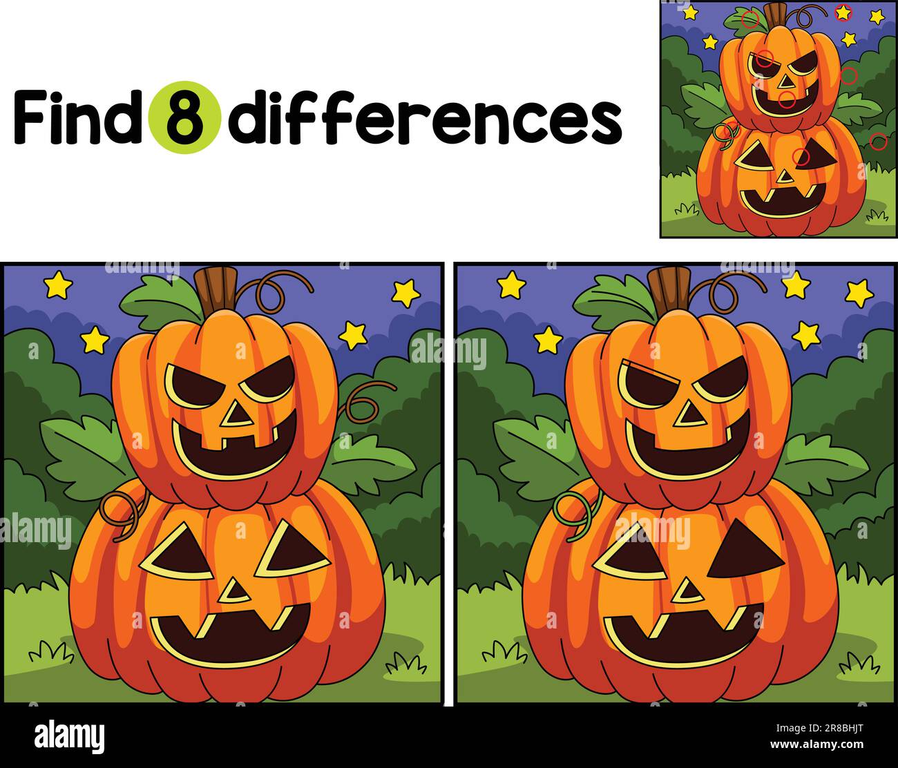 Halloween 2 Tiers Pumpkin Find The Differences Stock Vector Image & Art ...