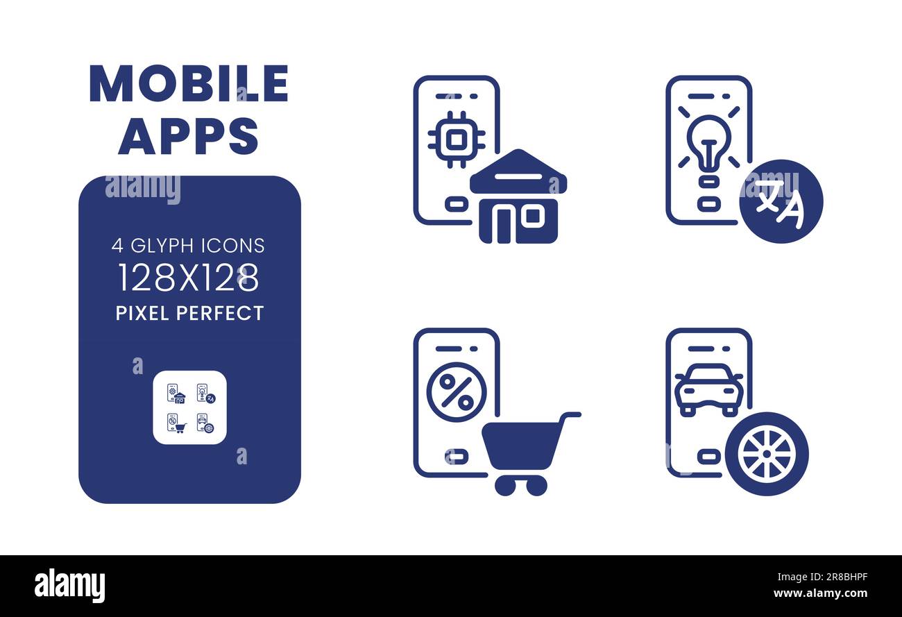 Mobile apps black solid desktop icons pack Stock Vector Image & Art - Alamy