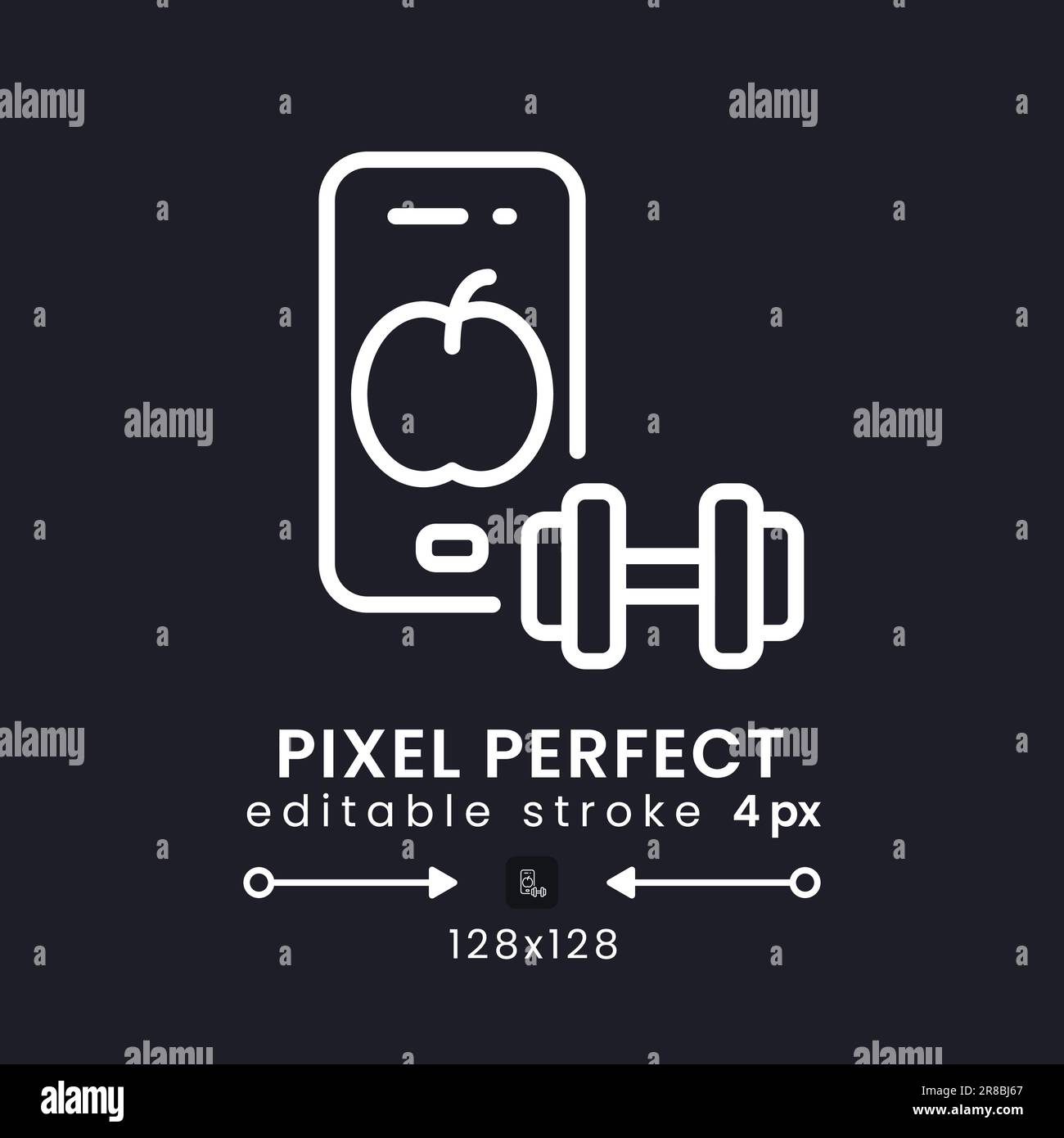Fitness app white linear desktop icon on black Stock Vector Image & Art ...