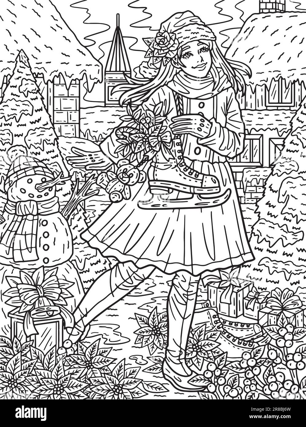 Woman christmas tree gift Black and White Stock Photos & Images - Alamy