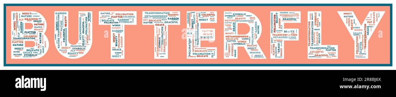 BUTTERFLY text filled with related keywords of various sizes. Butterfly ...