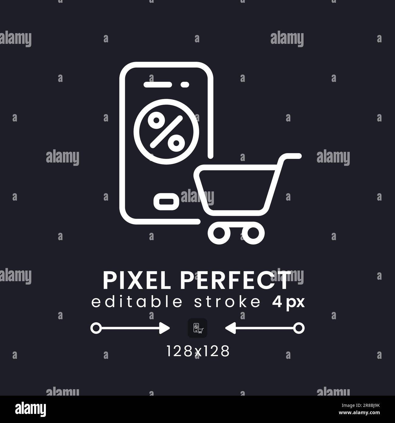 Online Shopping app white linear desktop icon on black Stock Vector ...
