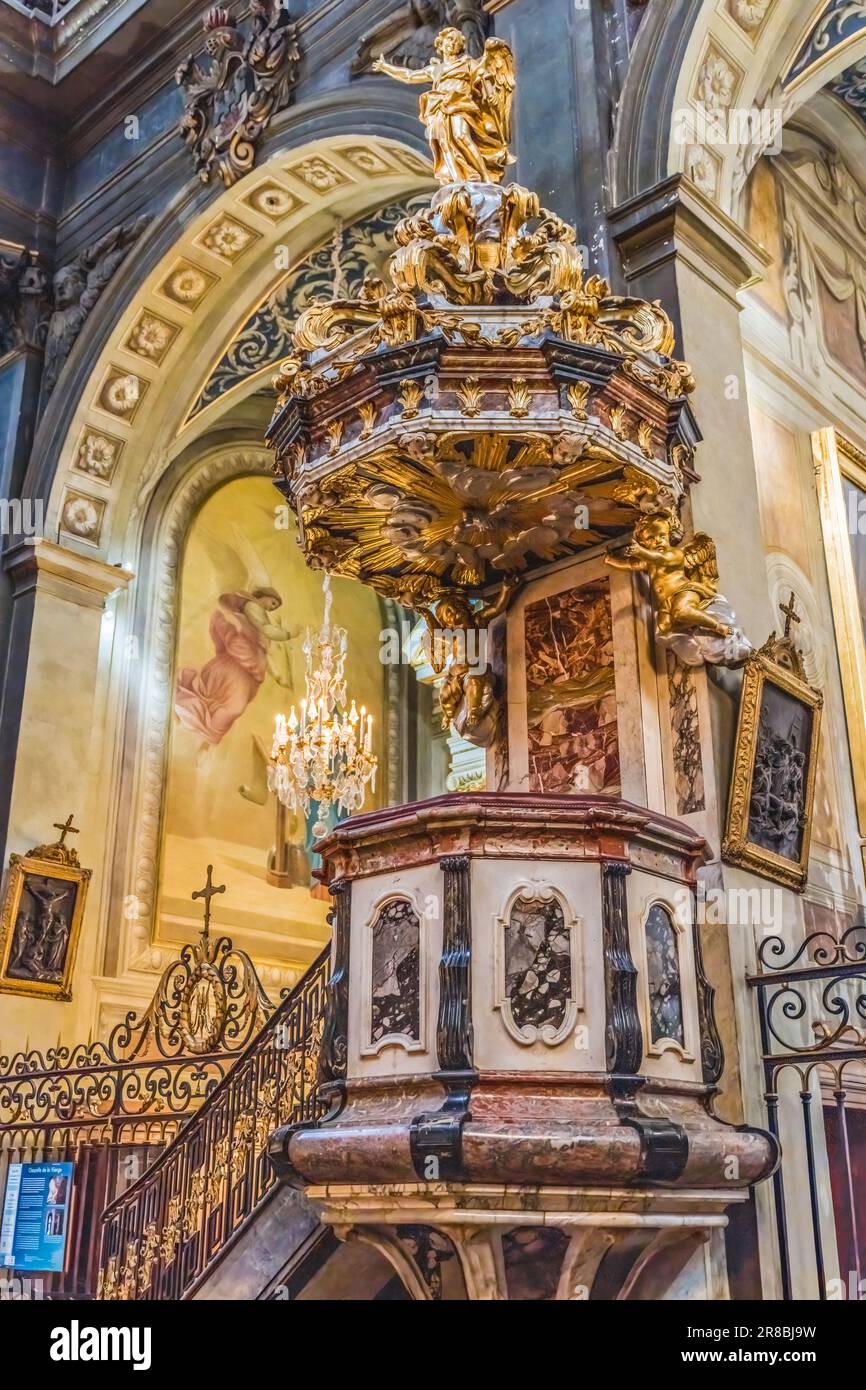 Colorful Pulpit Hospital Hotel -Dieu Chapel Basilica Lyon France ...