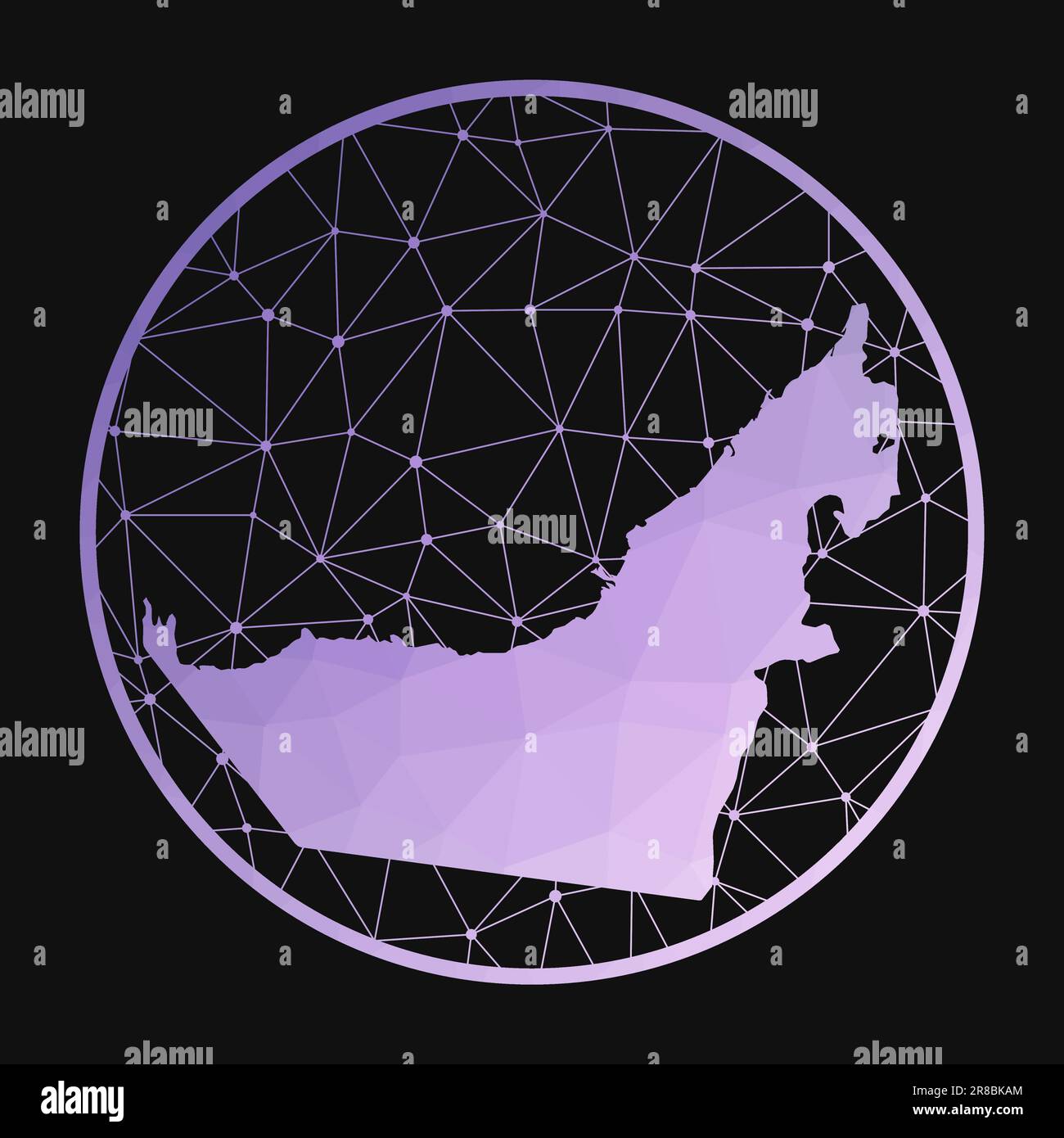 UAE icon. Vector polygonal map of the country. UAE icon in geometric ...