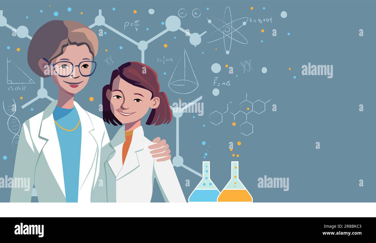 International day of women and girls in science. Vector illustration of ...