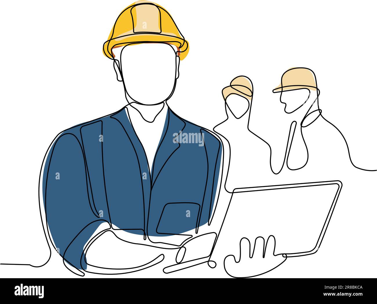 construction manager and engineer working on building site. Vector ...