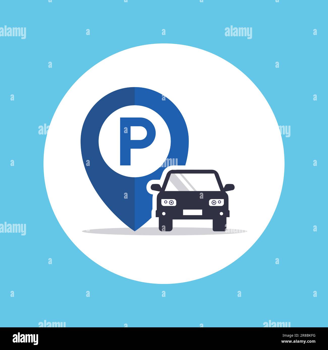 blue car parking sign for transport. flat vector illustration Stock ...