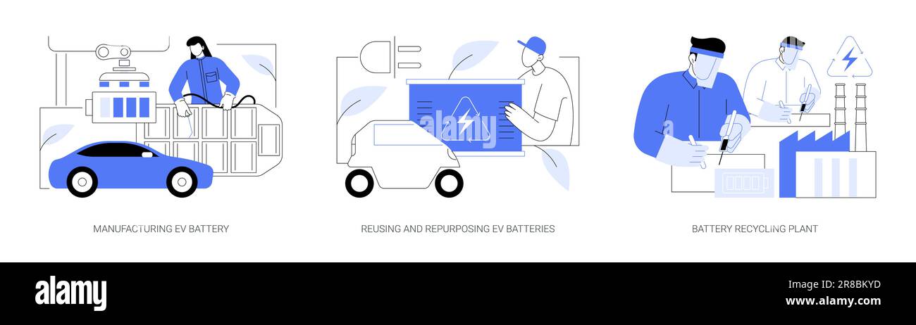 Ev Battery Lifecycle Abstract Concept Vector Illustrations Stock Vector
