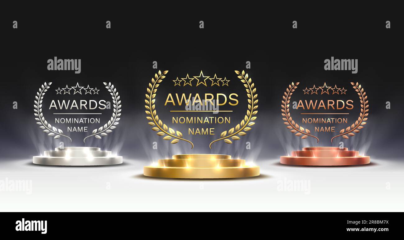 Awards nomination name podium, awards golden prize event, first place ...