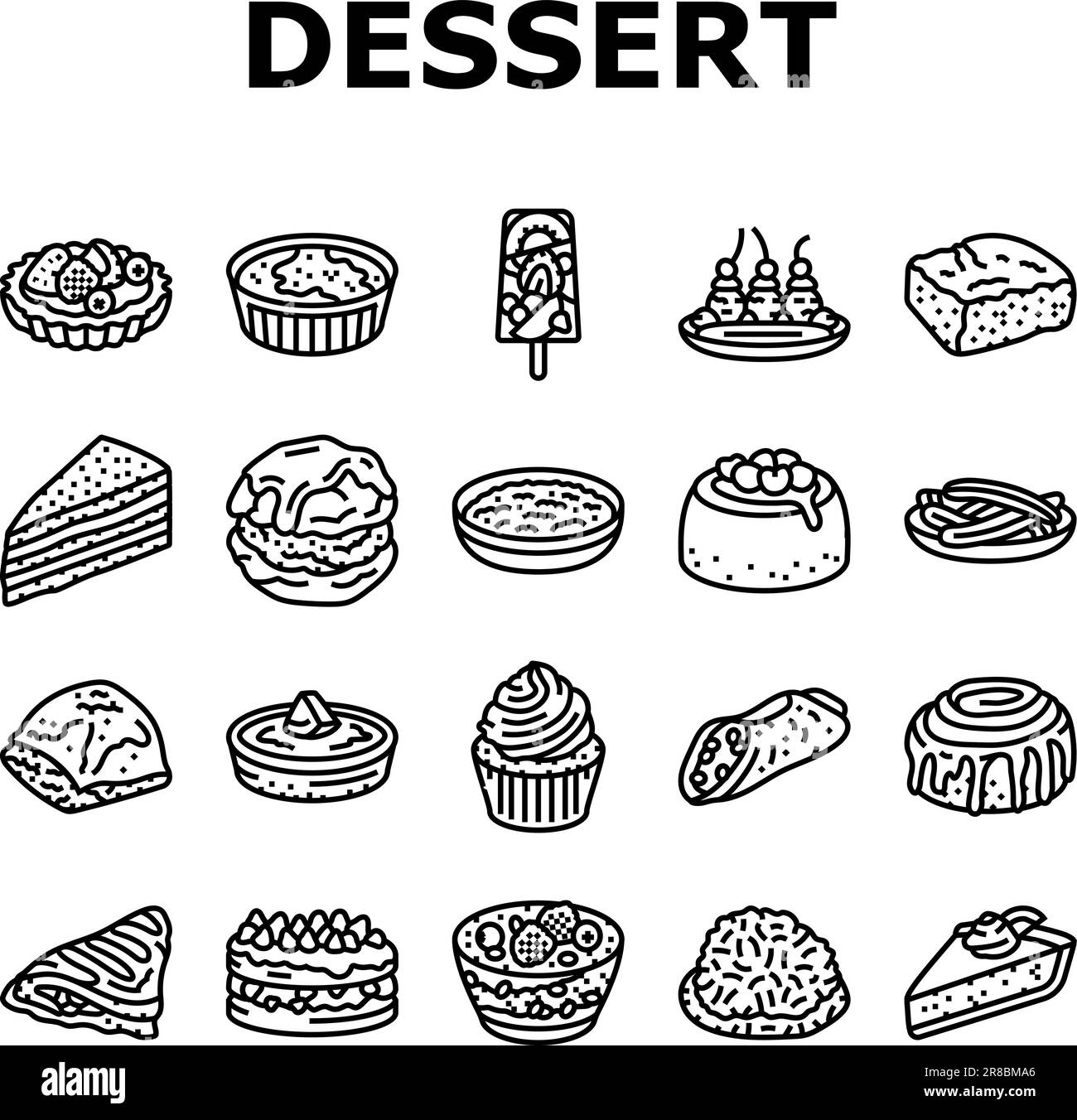 dessert sweet food cake candy icons set vector Stock Vector Image & Art ...