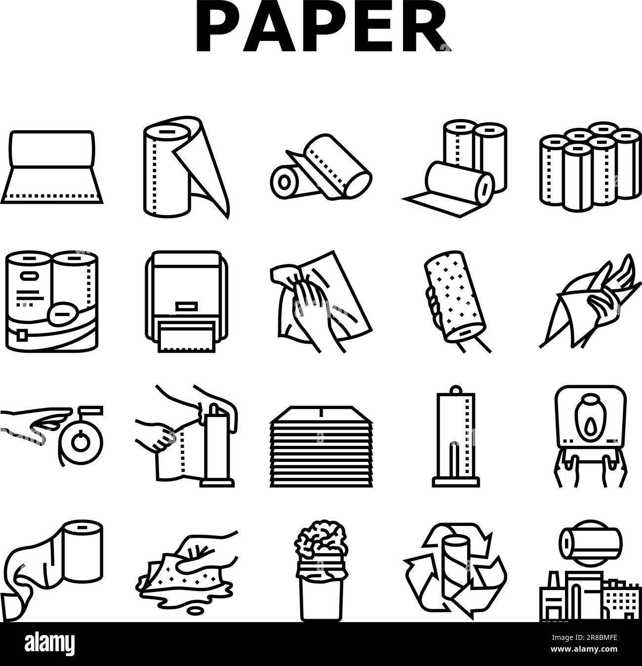 paper towel roll kitchen icons set vector Stock Vector Image & Art - Alamy