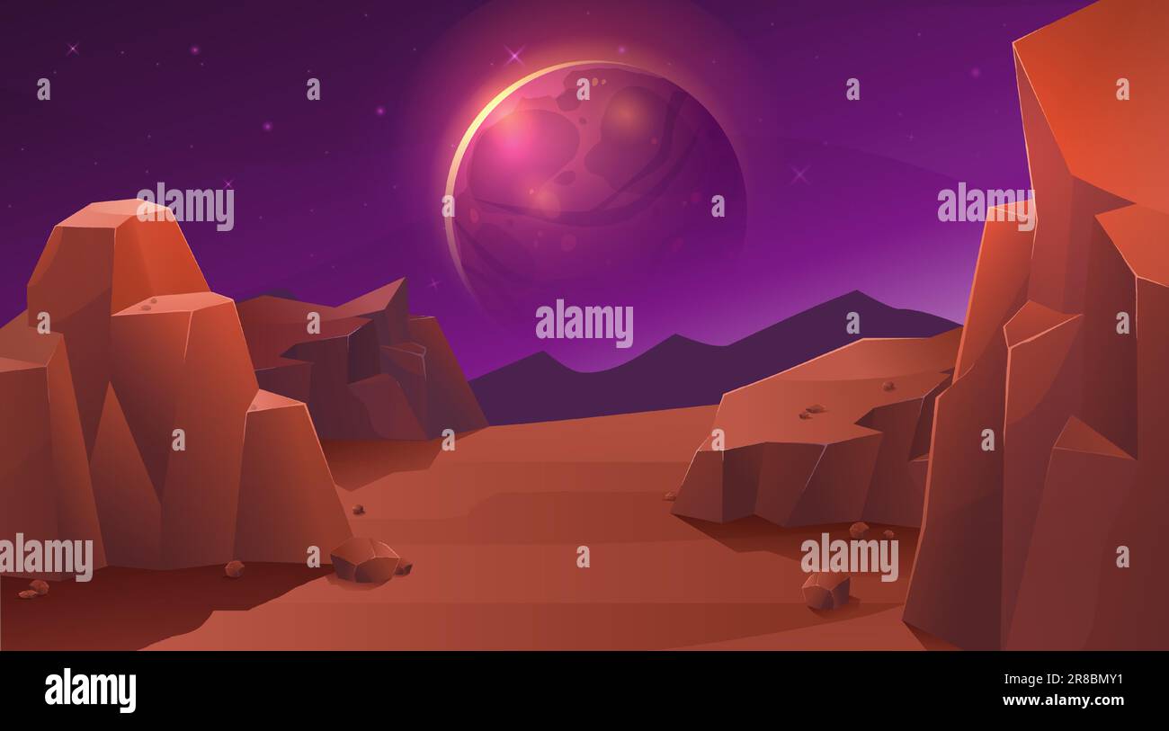 Galaxy planet desert surface Stock Vector Images - Alamy