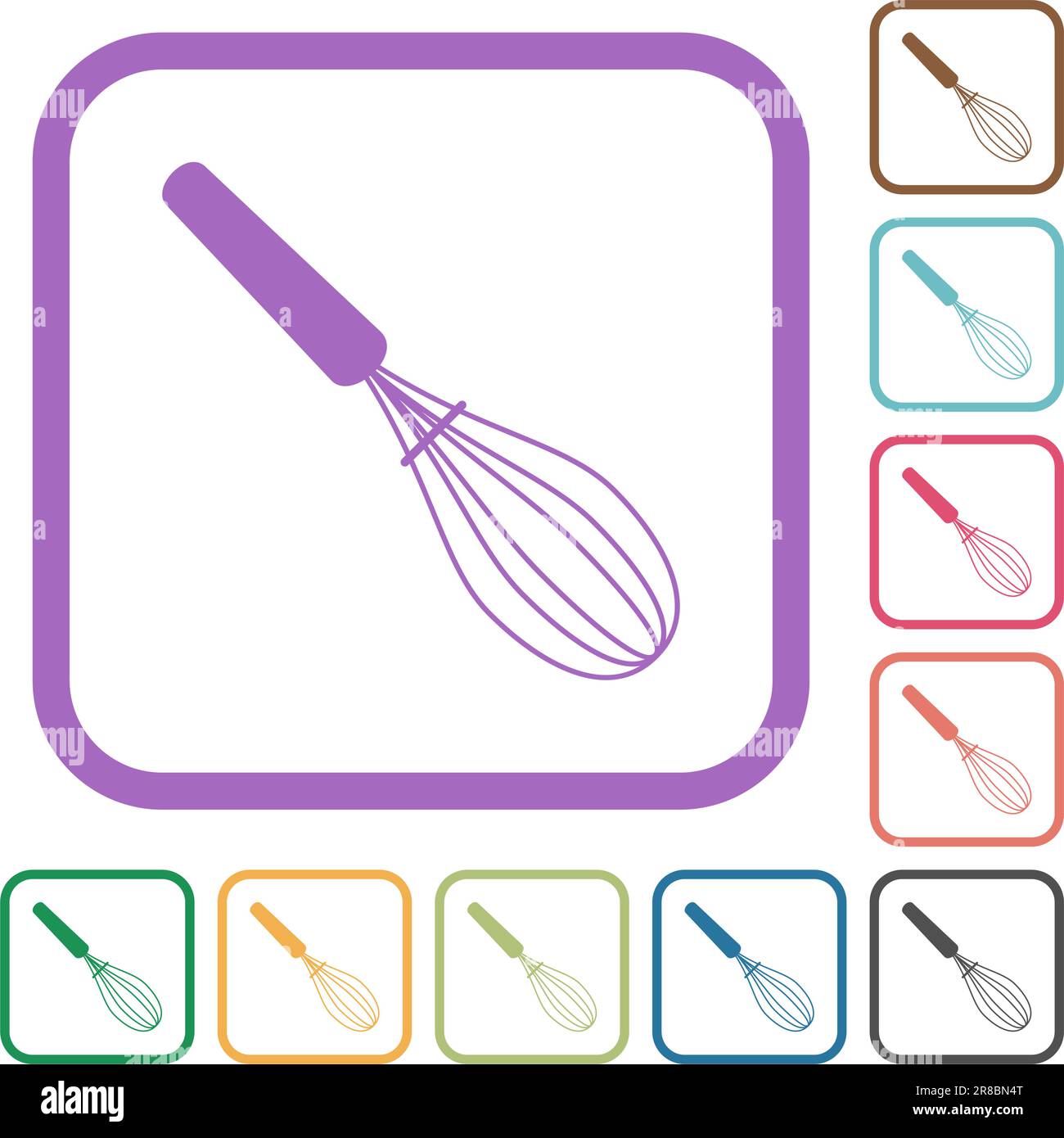 Balloon whisk simple icons in color rounded square frames on white background Stock Vector Image ...