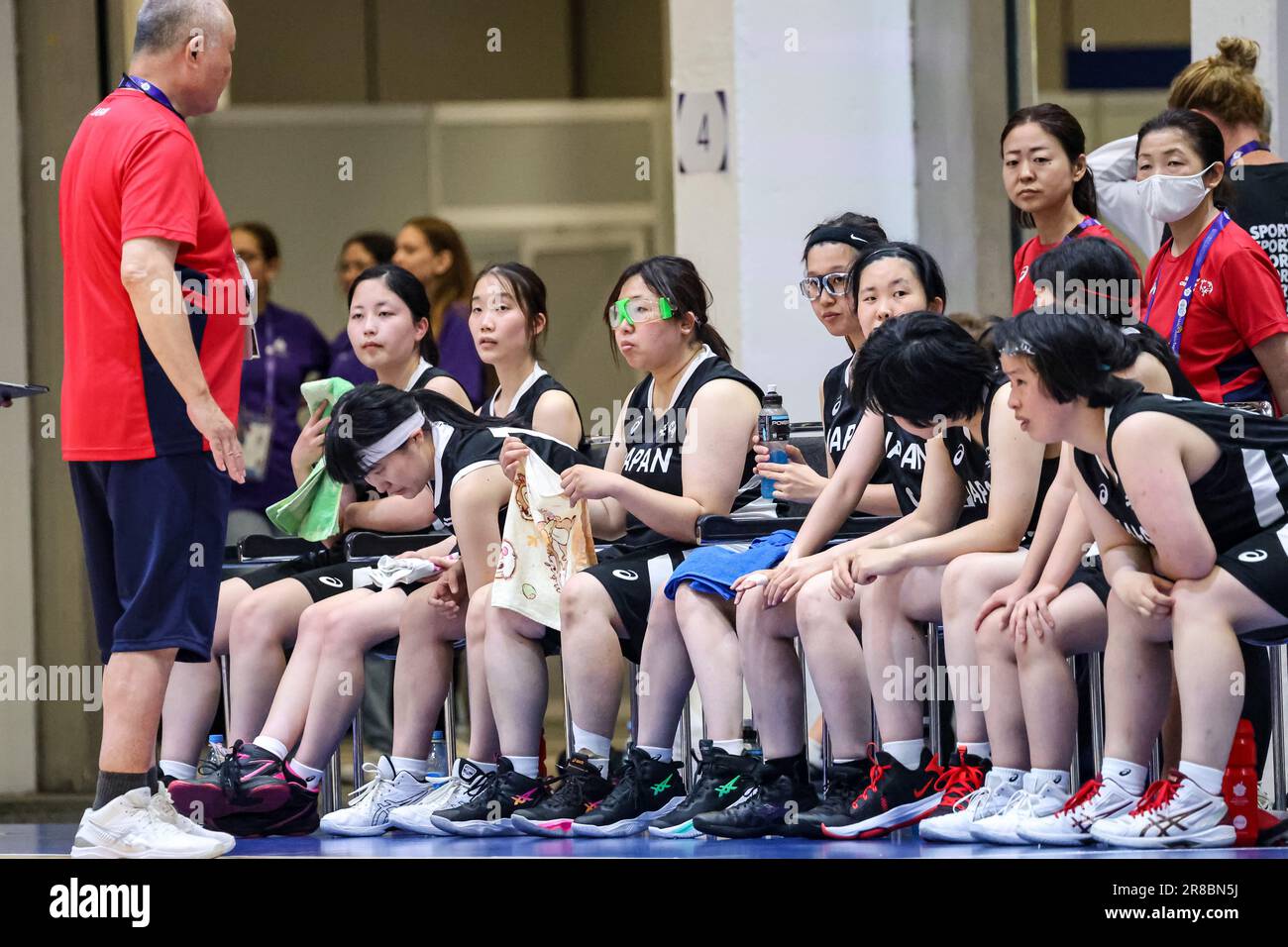 Berlin, Germany. 20th June, 2023. Basketball athletes from Japan wait ...