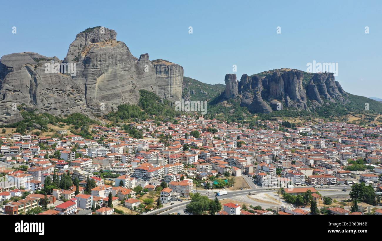 Beautiful aerial views of the monasteries in Meteora Kalabaka, Trikala ...