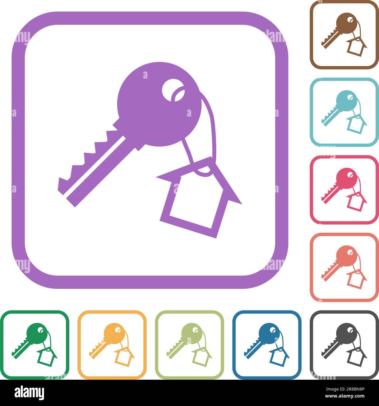 Key and small house on the key ring simple icons in color rounded ...