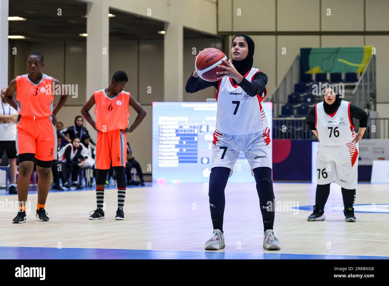 Basketball athletes from United Arab Emirates and Cote d'Ivaire compete ...