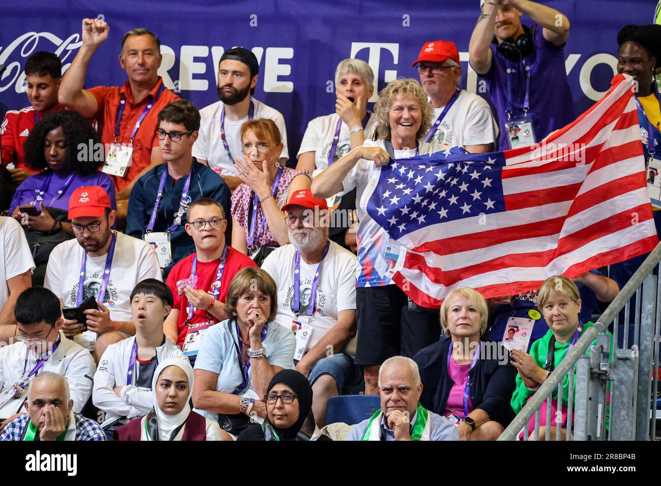 Berlin, Germany. 20th June, 2023. Supporters with the USA flag chrer ...