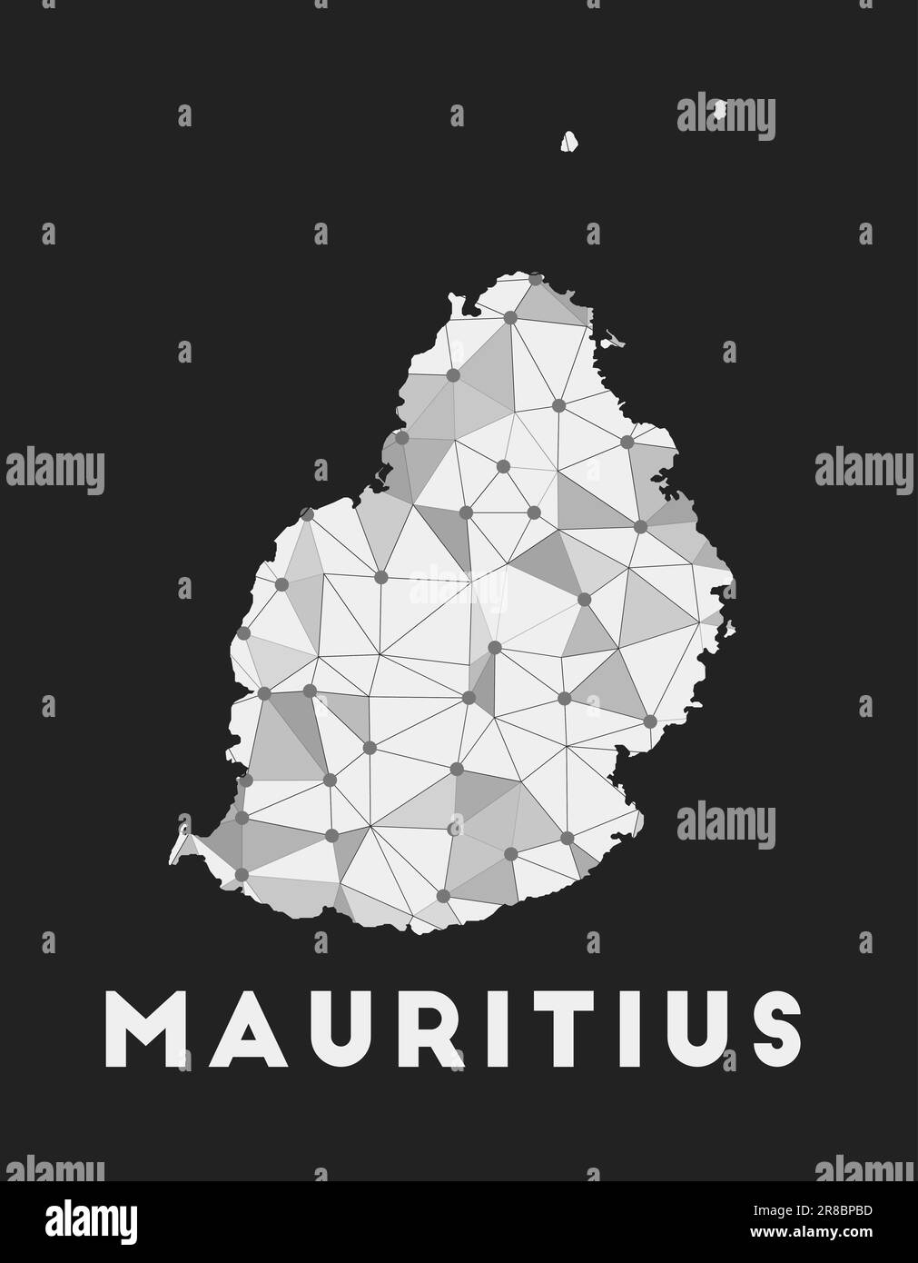 Mauritius - communication network map of island. Mauritius trendy ...