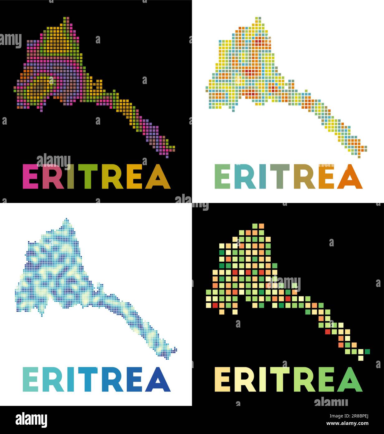 Eritrea map. Collection of maps of Eritrea in dotted style. Borders of the country filled with ...