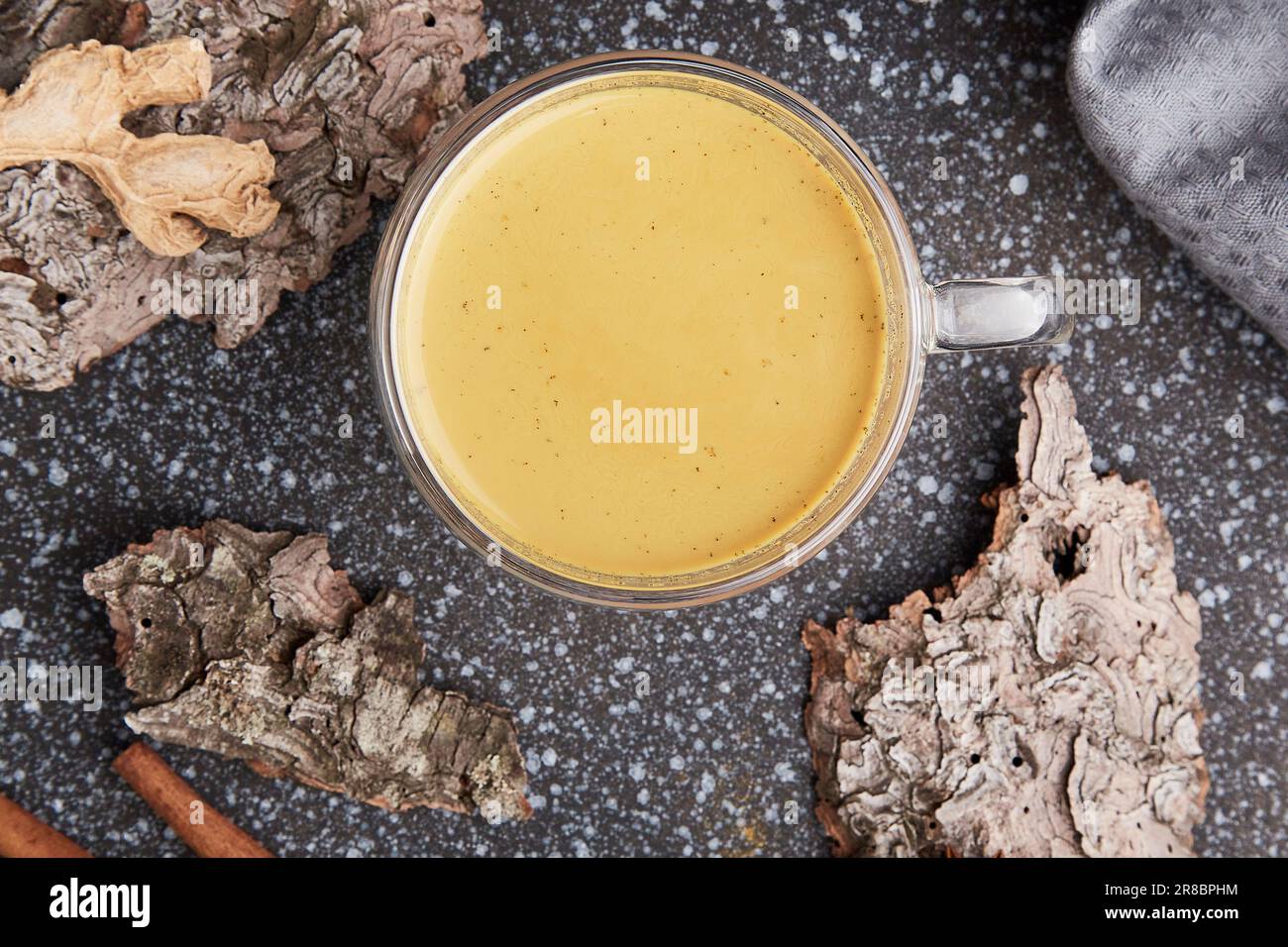 Natural masala tea with spices on tree bark. Healthy traditional indian ...