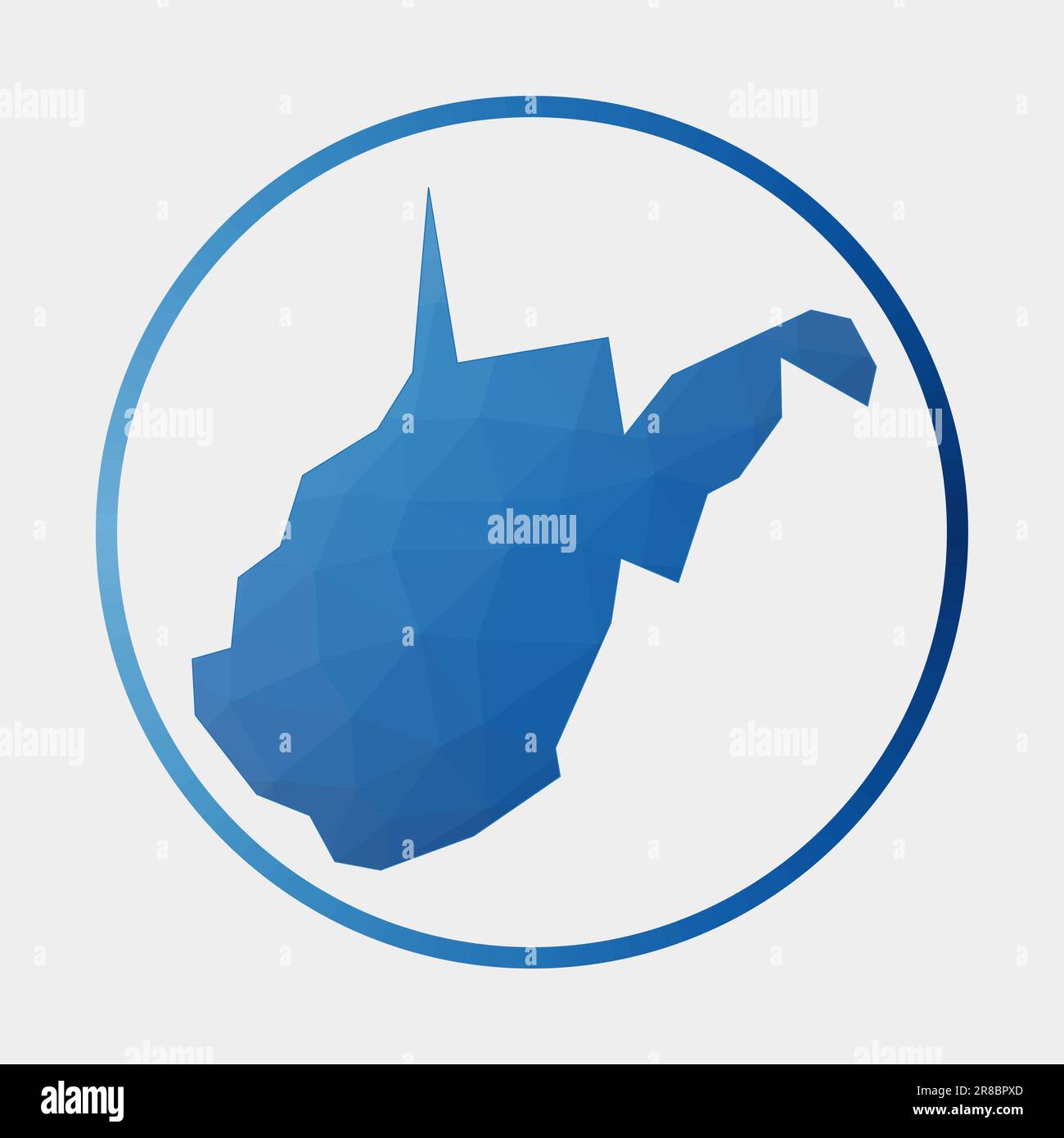 West Virginia icon. Polygonal map of the US state in gradient ring ...