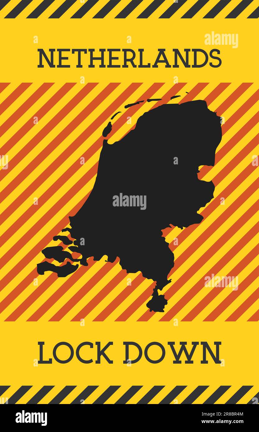 Netherlands Lock Down Sign. Yellow country pandemic danger icon. Vector ...